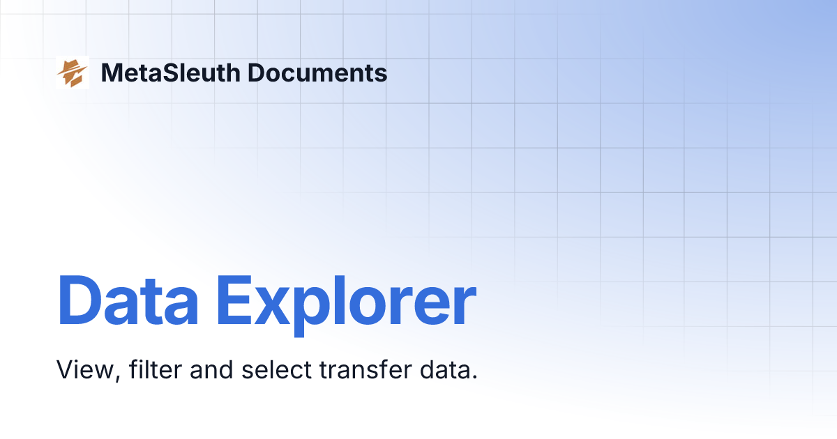 Data Explorer | MetaSleuth Documents